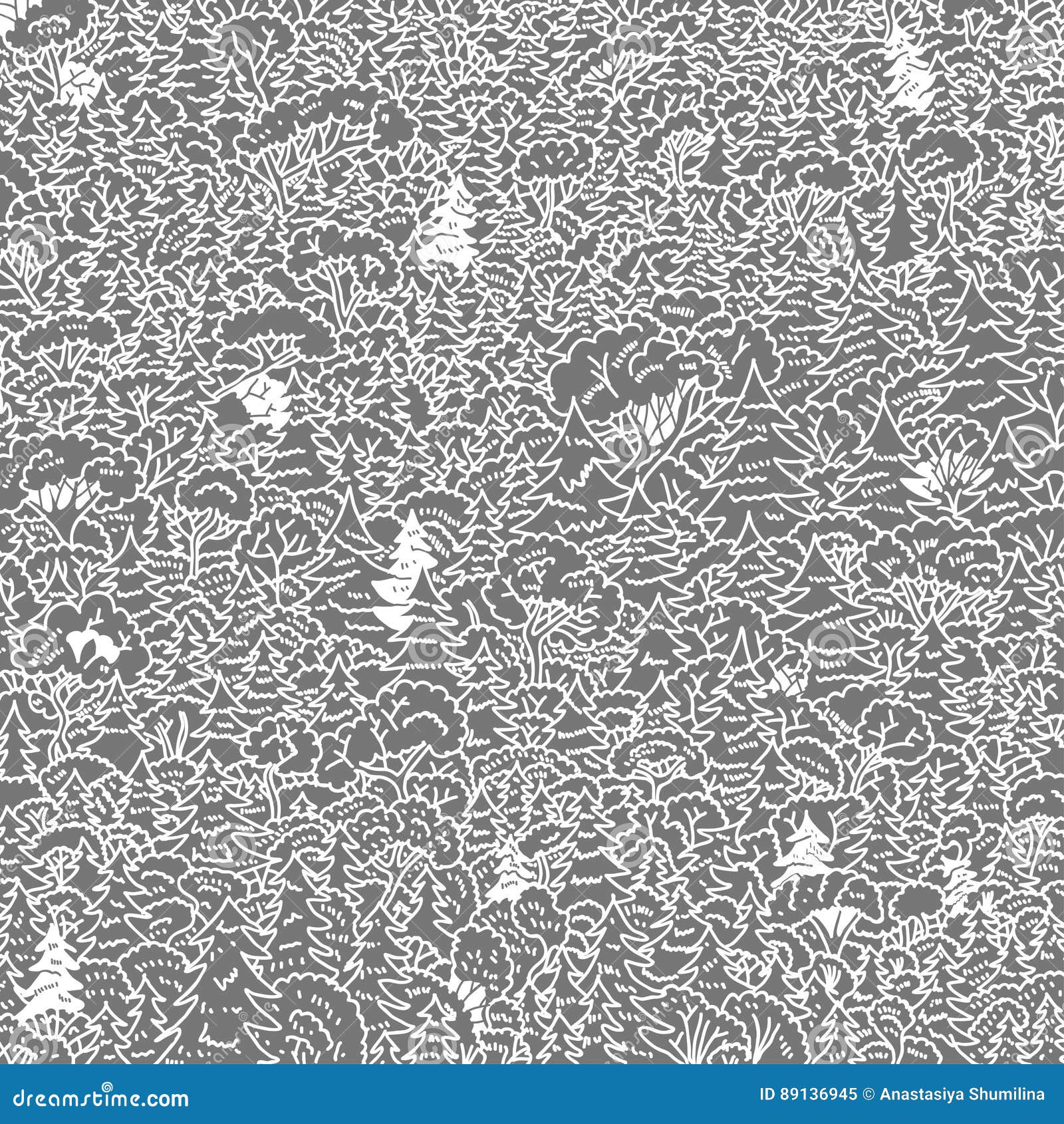 Forest seamless pattern. stock vector. Illustration of elements - 89136945