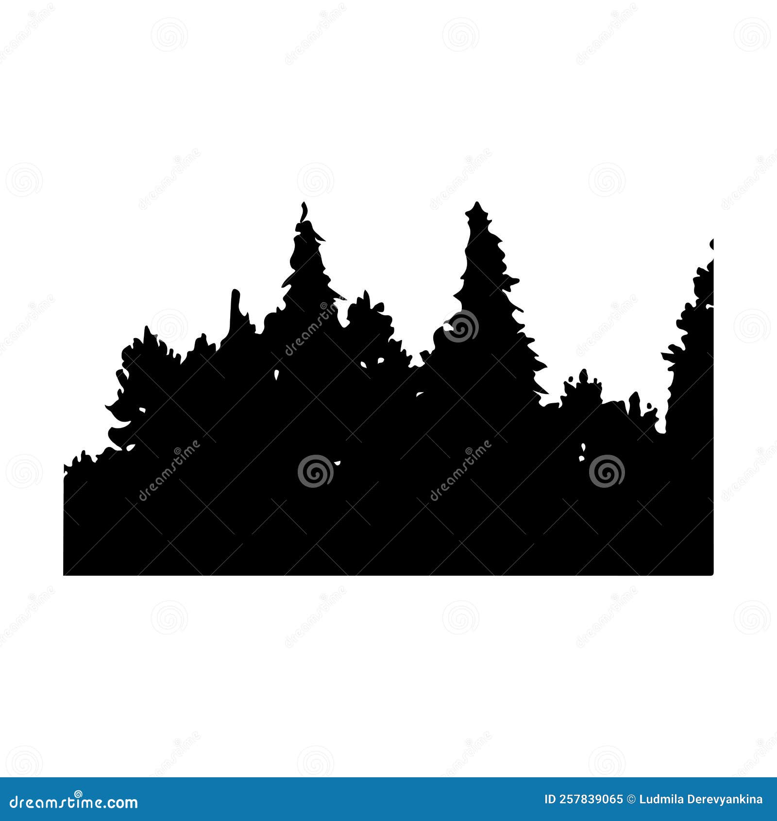 Forest Silhouette Background. Vector Seamless Hand Drawn Forest Stock ...