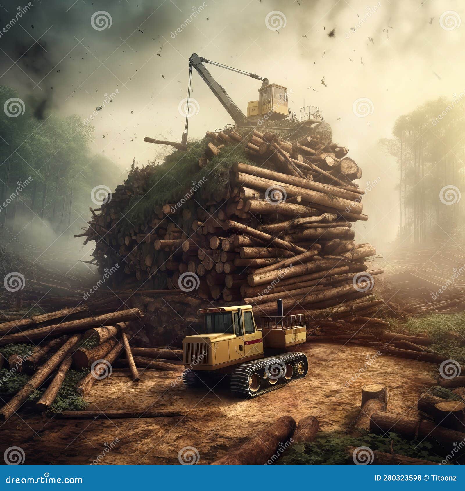 Excessive Deforestation With Saws Destroys The Environment. The Tree Is ...