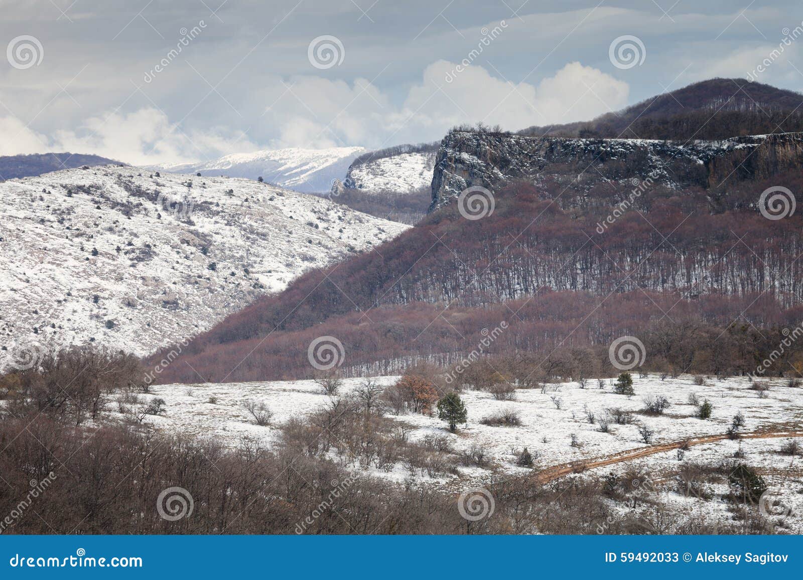 Forest and Small Mountains Covered with Snow Stock Image - Image of ...