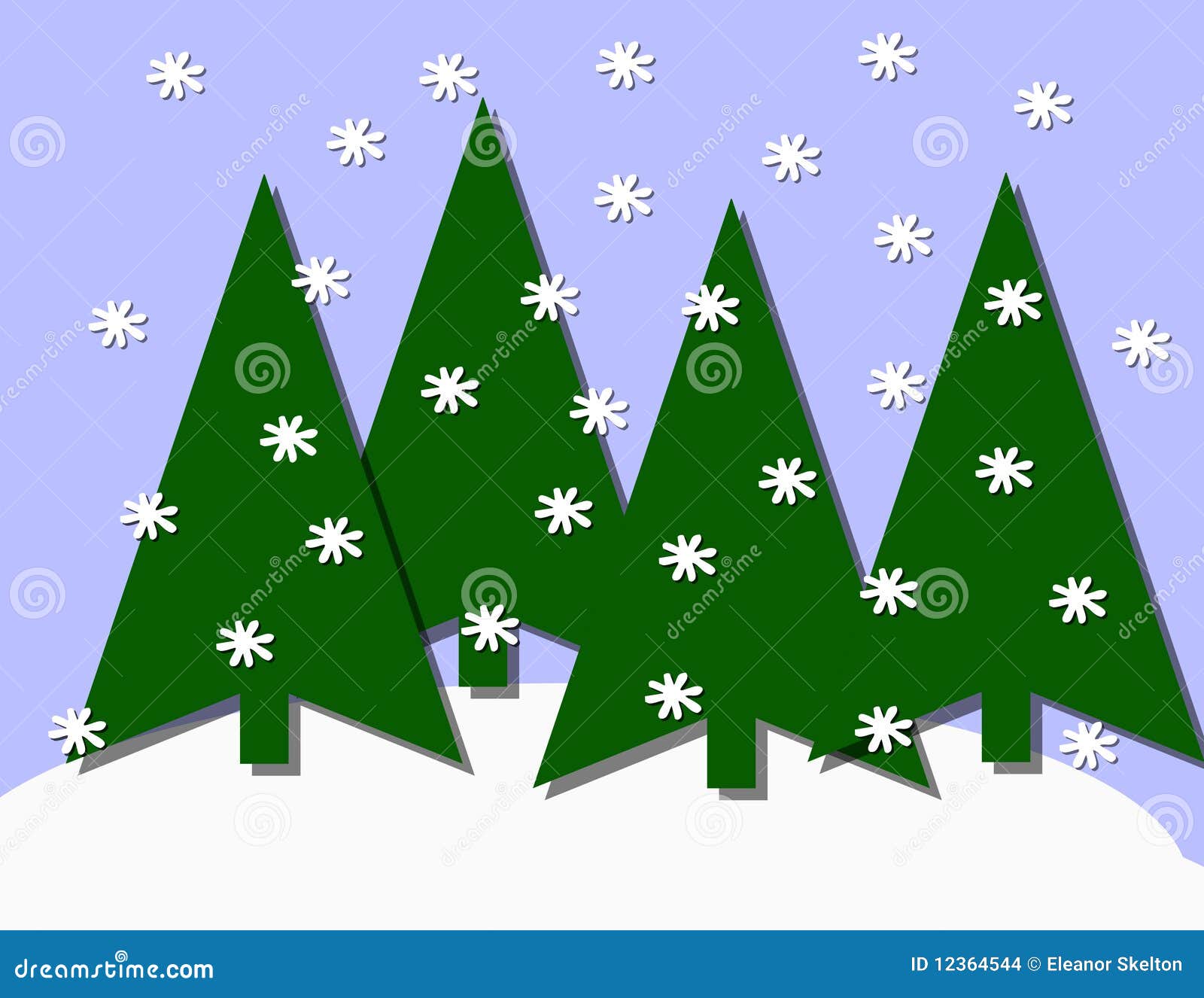 Forest Snowfall Scene Illustration Stock Illustration - Illustration of ...