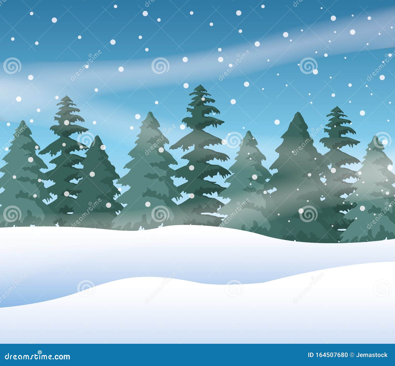 Forest Snowscape Scene Nature Icon Stock Vector - Illustration of snowy ...