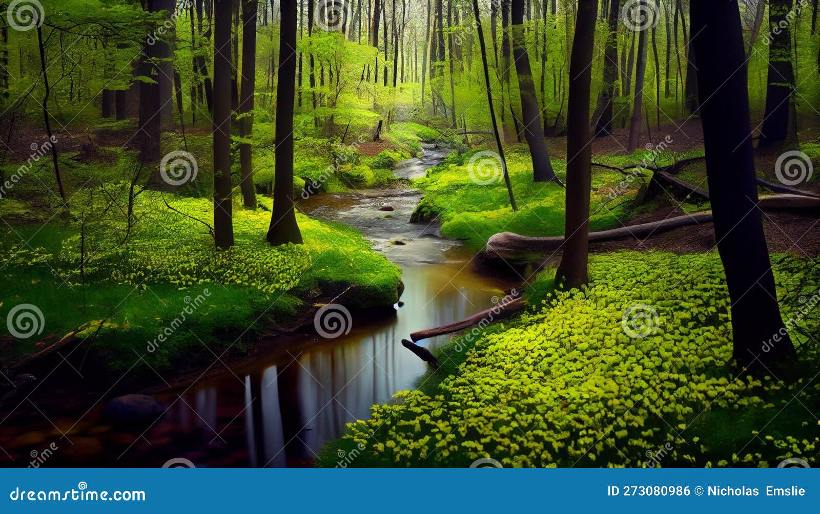 Forest and Steam in the Springtime Ai Generated Stock Illustration ...