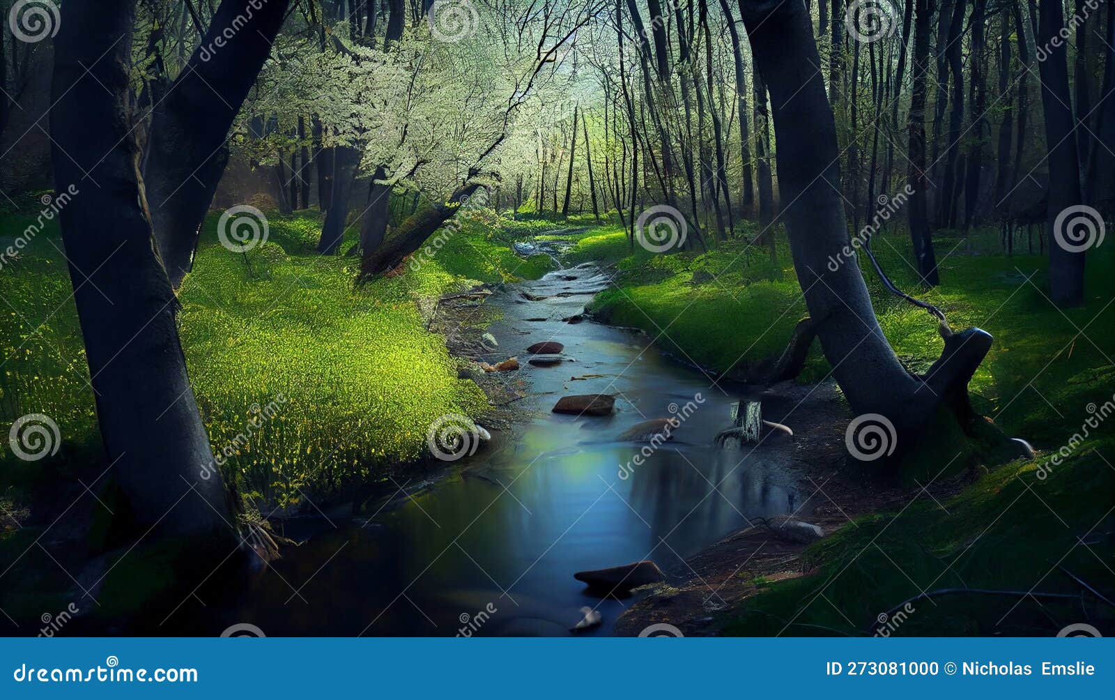 Forest and Steam in the Springtime Ai Generated Stock Illustration ...