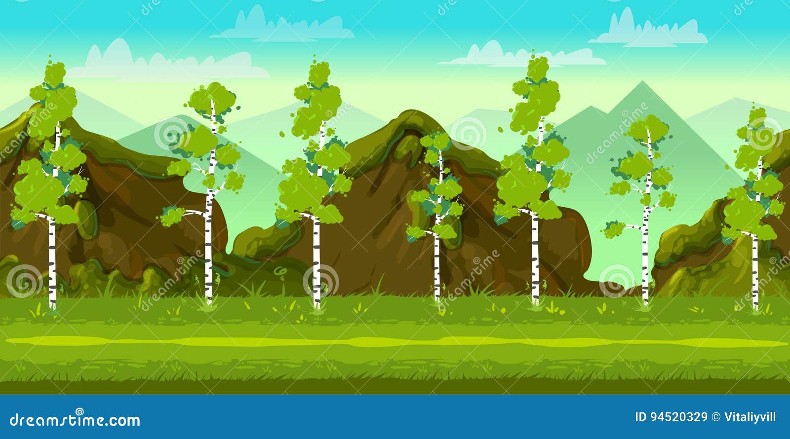 Forest and Stones 2d Game Landscape for Games Mobile Applications and ...
