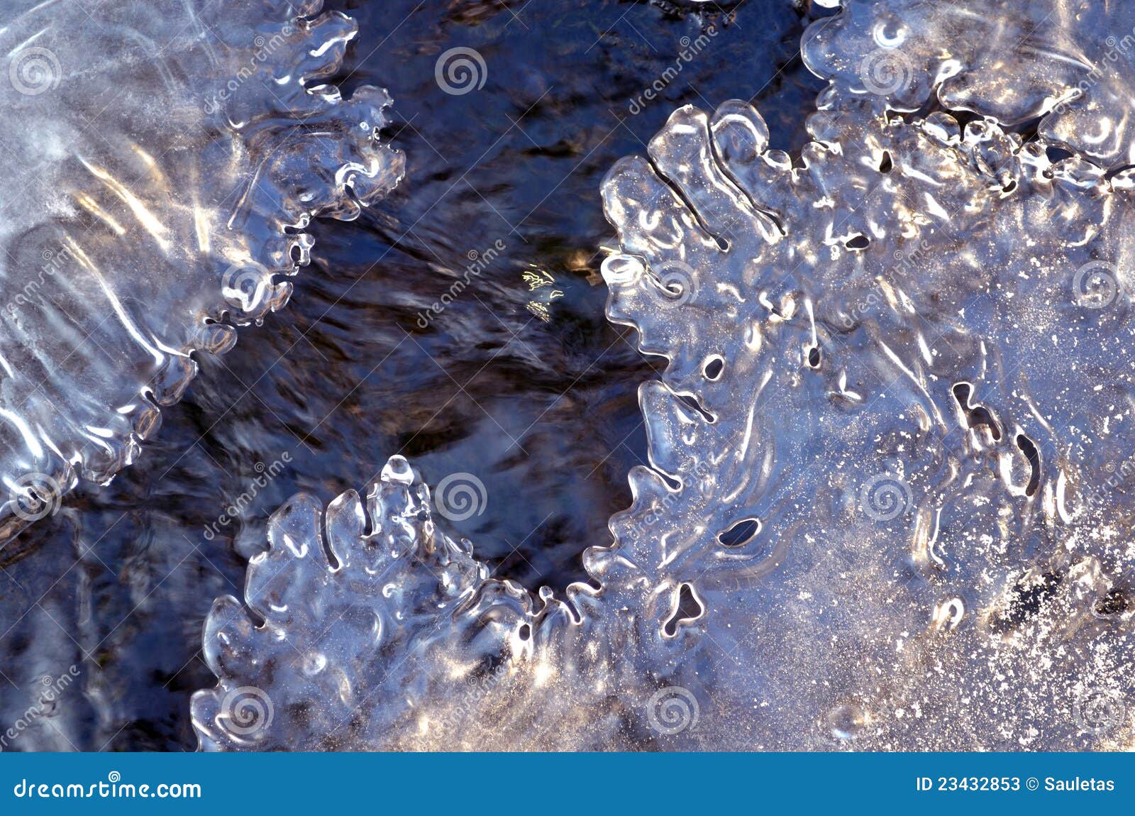 Forest Stream Frozen with Ice Closeup Background Stock Image - Image of ...
