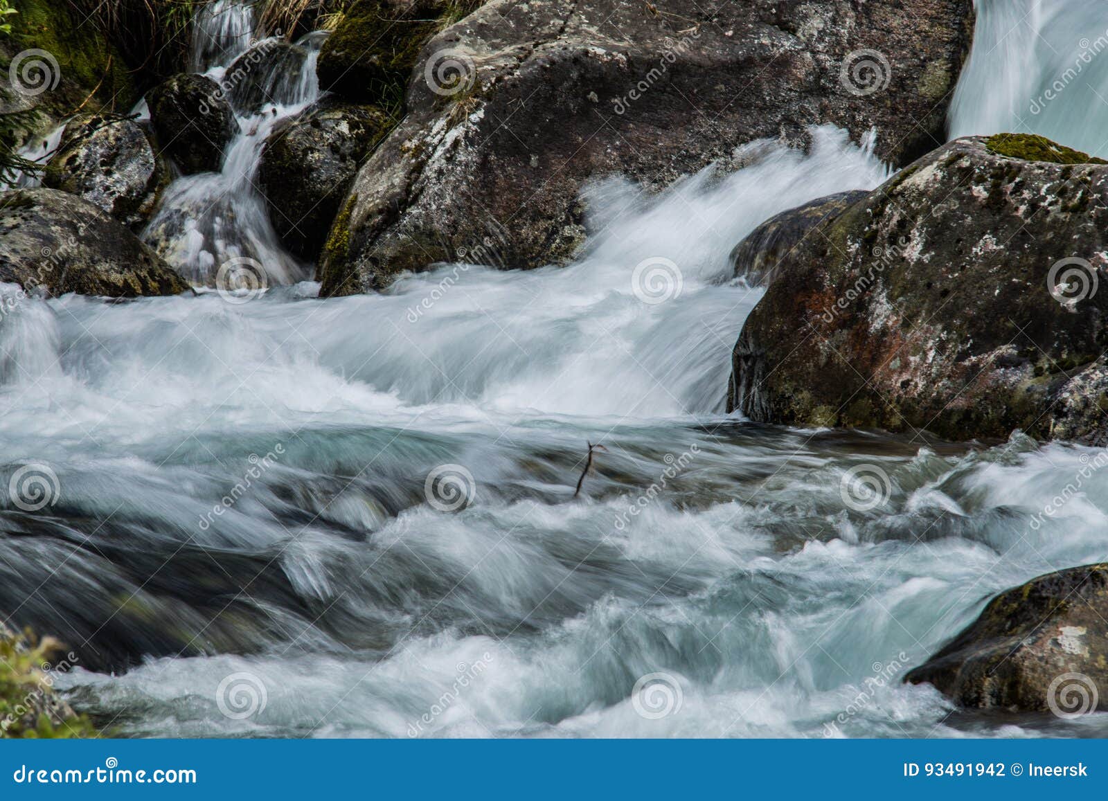 Forest Stream Running Over Mossy Rocks Stock Photo - Image of fresh ...