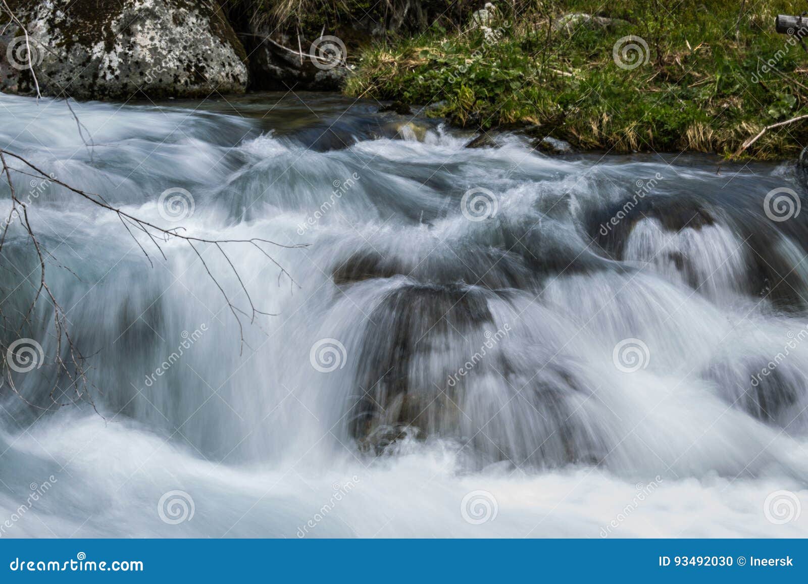 Forest Stream Running Over Mossy Rocks Stock Photo - Image of color ...