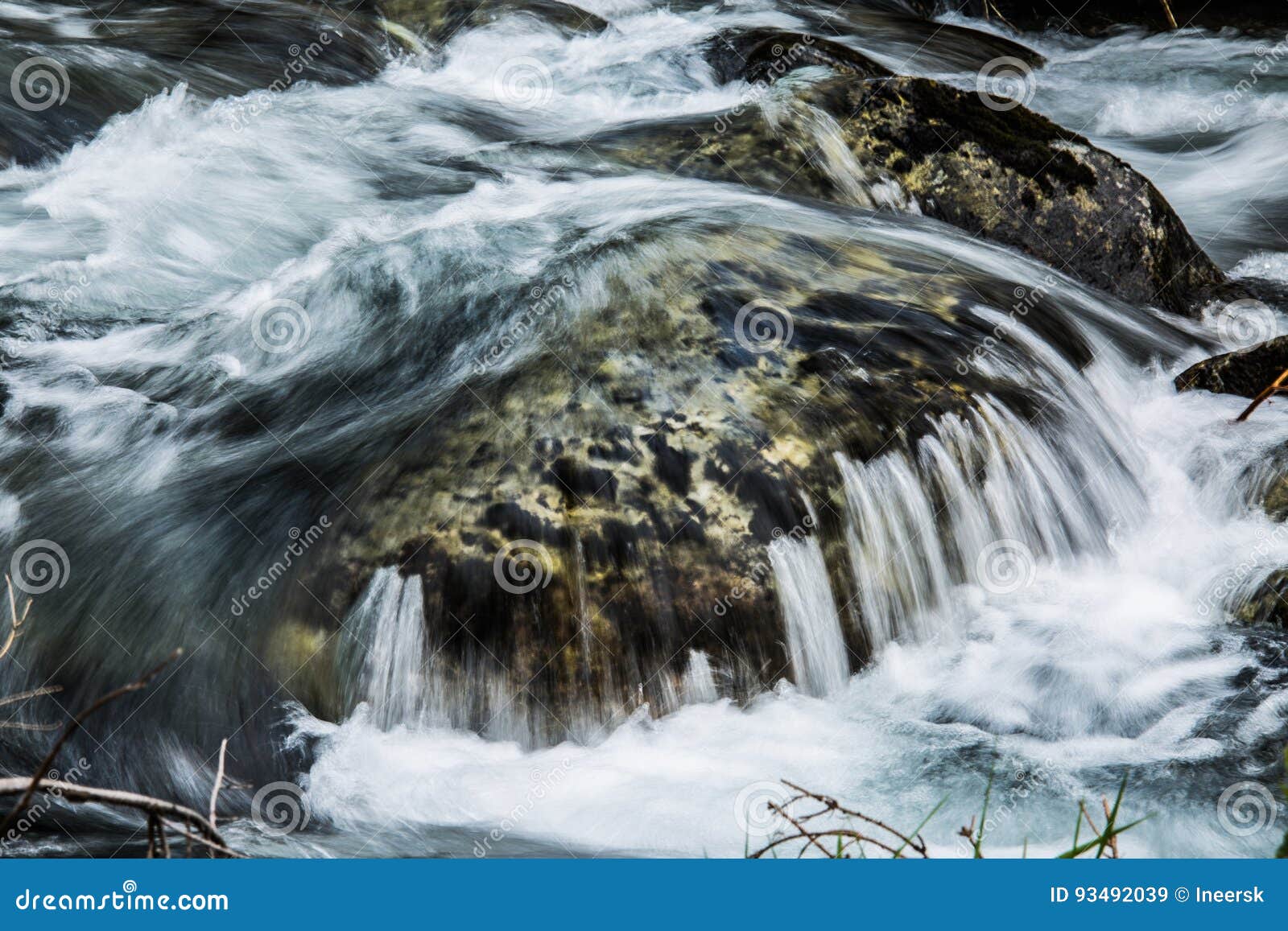 Forest Stream Running Over Mossy Rocks Stock Image - Image of cascade ...