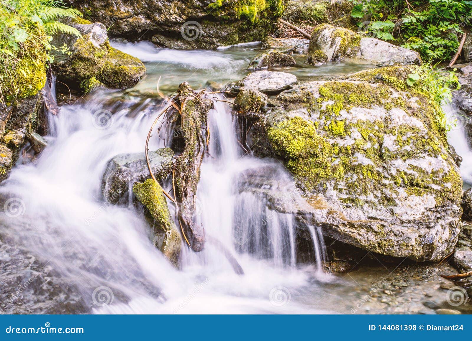 Forest Stream Running Over Rocks Stock Photo - Image of mossy, cascade ...