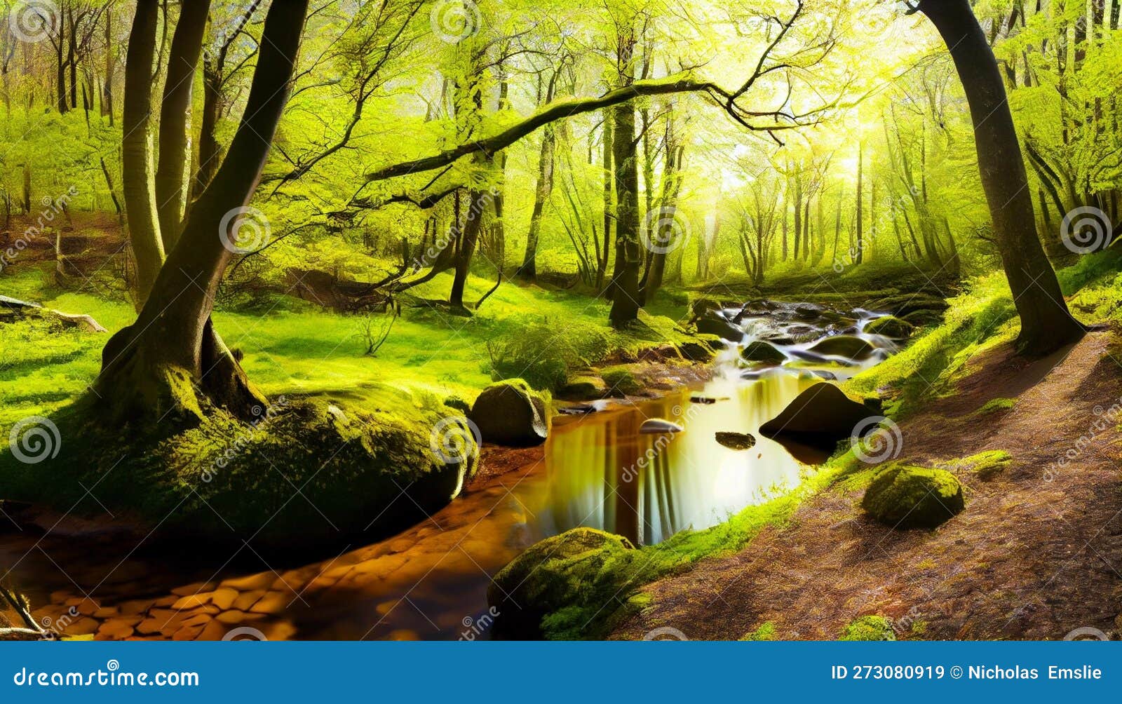 Forest and Steam in the Springtime Ai Generated Stock Illustration ...