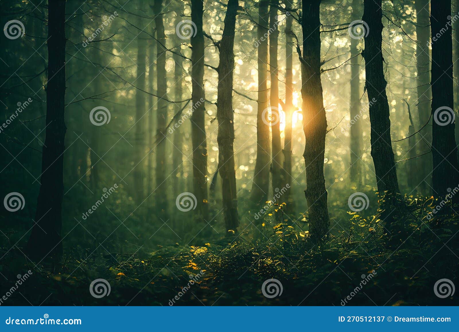 A Forest with a Sun Shining through the Trees and Leaves on the Ground ...