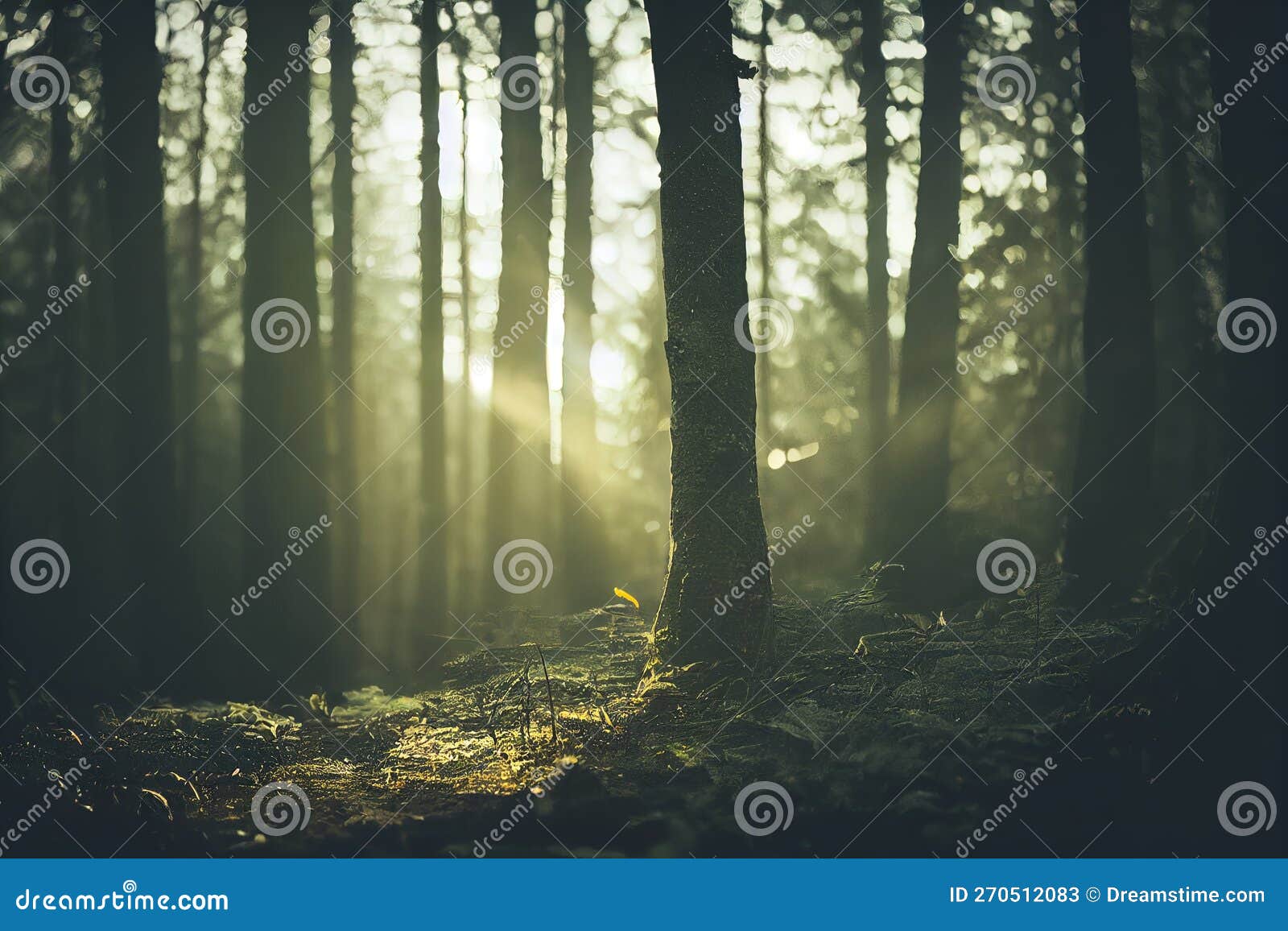 A Forest with a Sunbeam in the Middle of it and a Few Trees in the ...