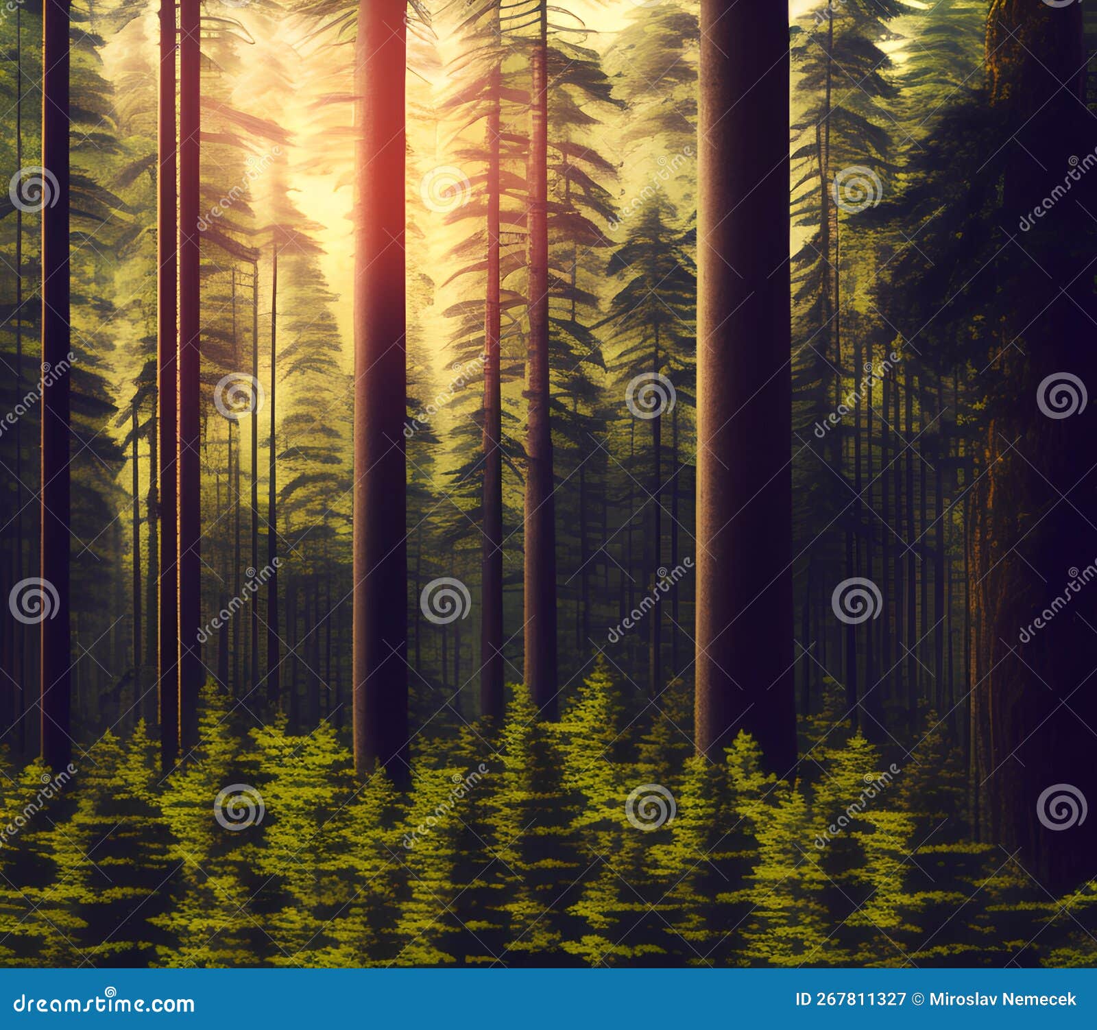 Forest Surrounded by Dense Trees, Generative AI Illustration Stock ...