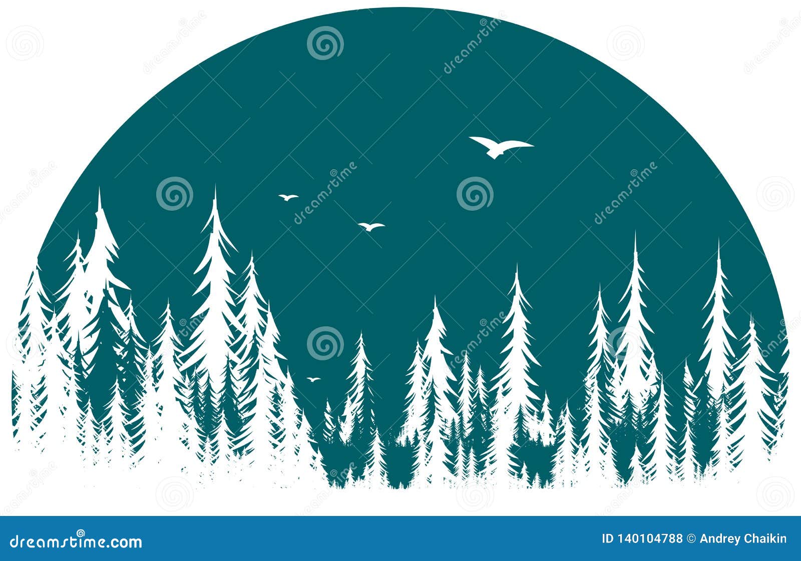 Forest symbol with birds. stock vector. Illustration of dense - 140104788