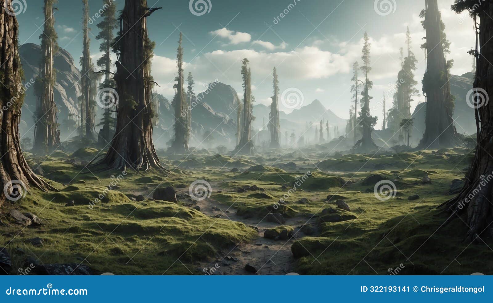 Forest Terrain Landscape on Unknown Alient Ai Generated Stock ...