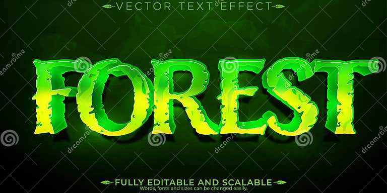 Forest Text Effect, Editable Tree and Green Text Style Stock Vector ...