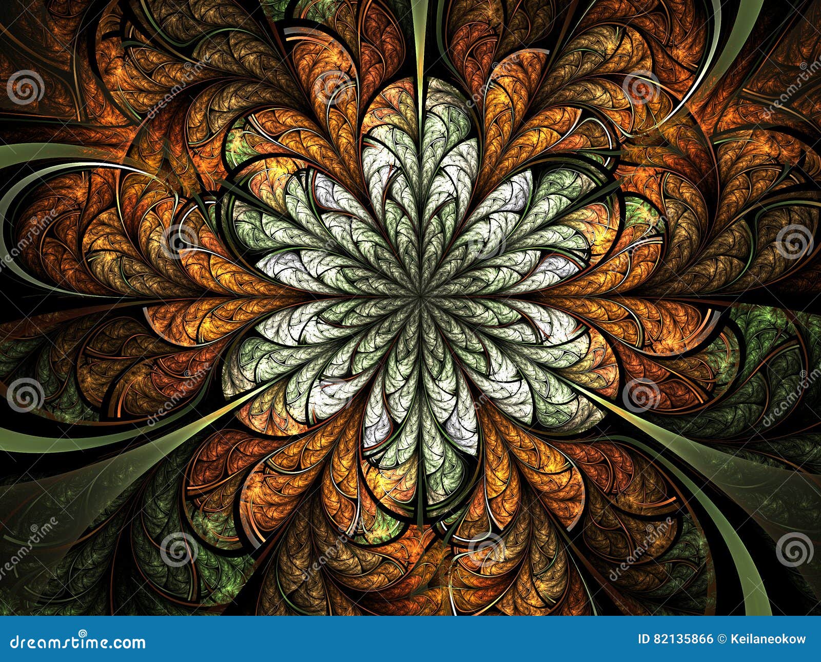 Forest Themed Fractal Flowe Stock Illustration - Illustration of ...