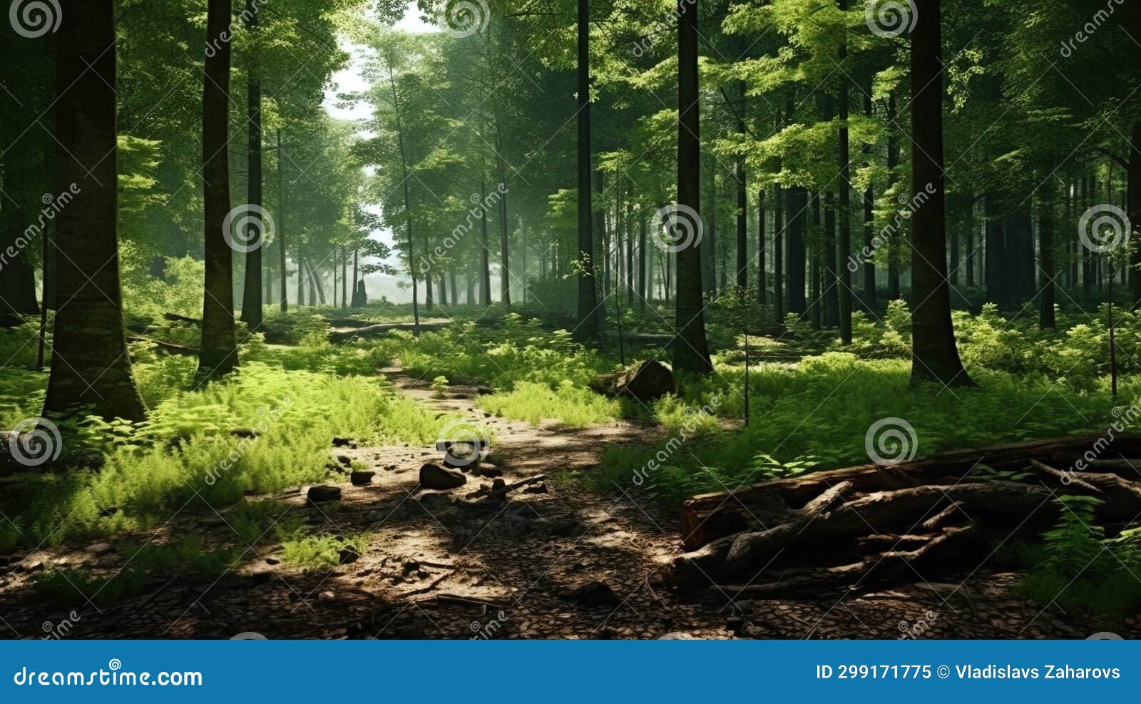 Forest Thicket Green Trees in a Thick Forest Stock Illustration ...