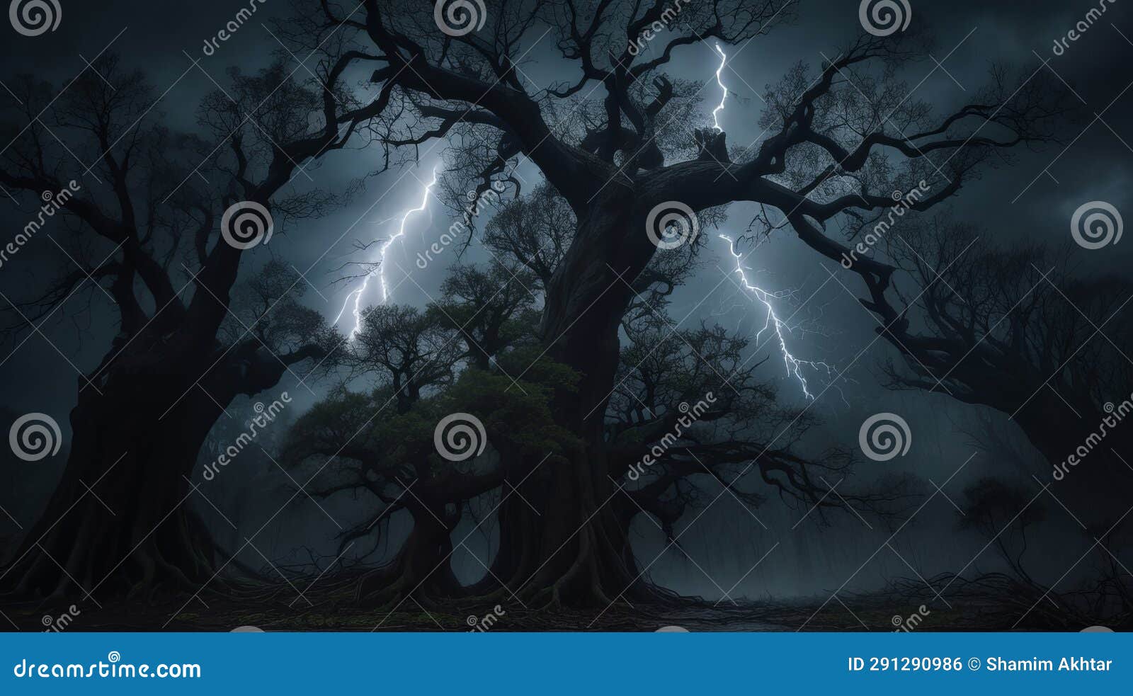 The Forest during a Thunderstorm with Dark Brooding Clouds Overhead ...