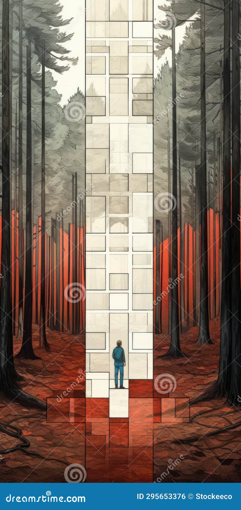 Forest Tower: A Chiaroscuro Illustration With Angular Figures ...