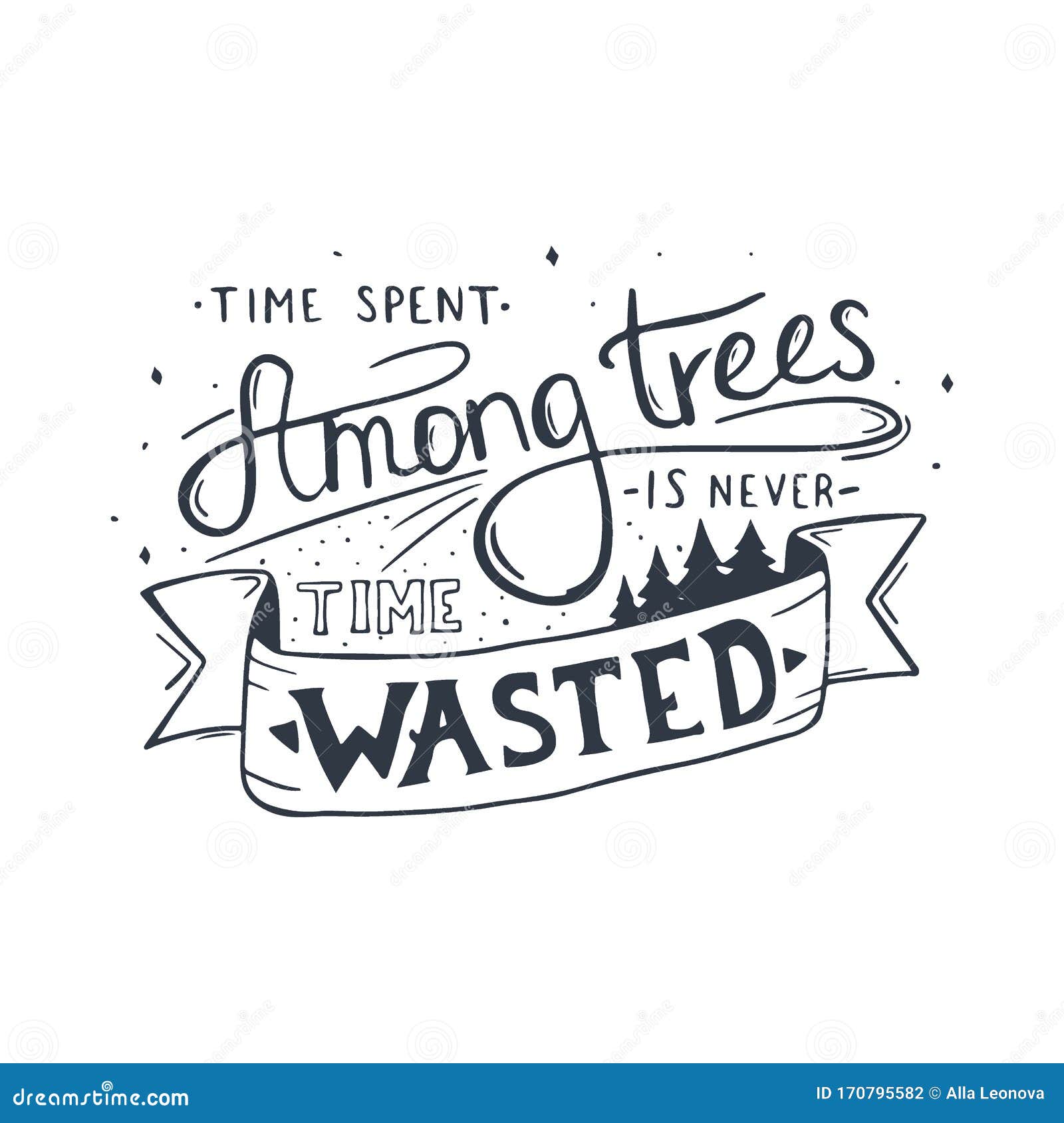 Forest Travel Lettering Quotes. Vector Illustration. Typography Design ...
