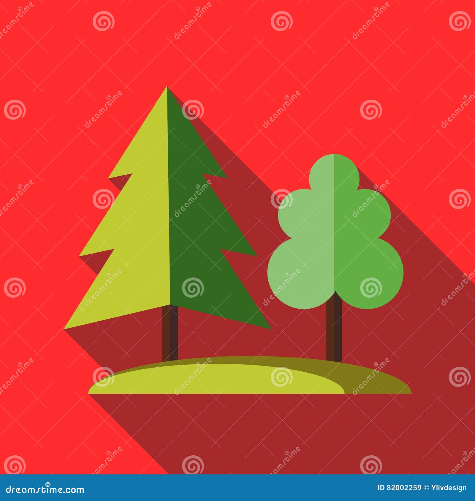 Forest Tree Icon in Flat Style Stock Vector - Illustration of pine ...