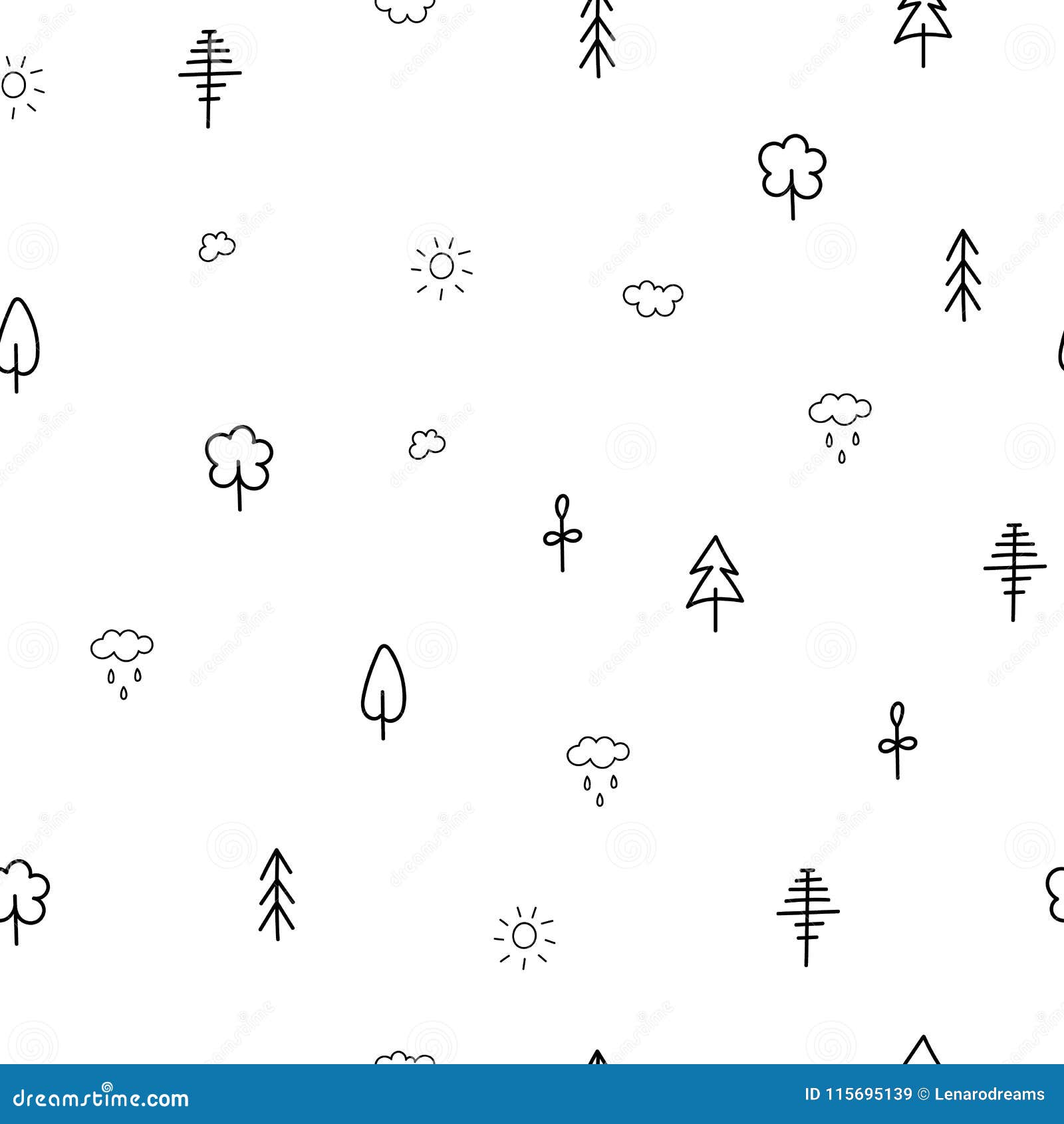Forest Tree Nature Simple Seamless Pattern Stock Vector - Illustration ...