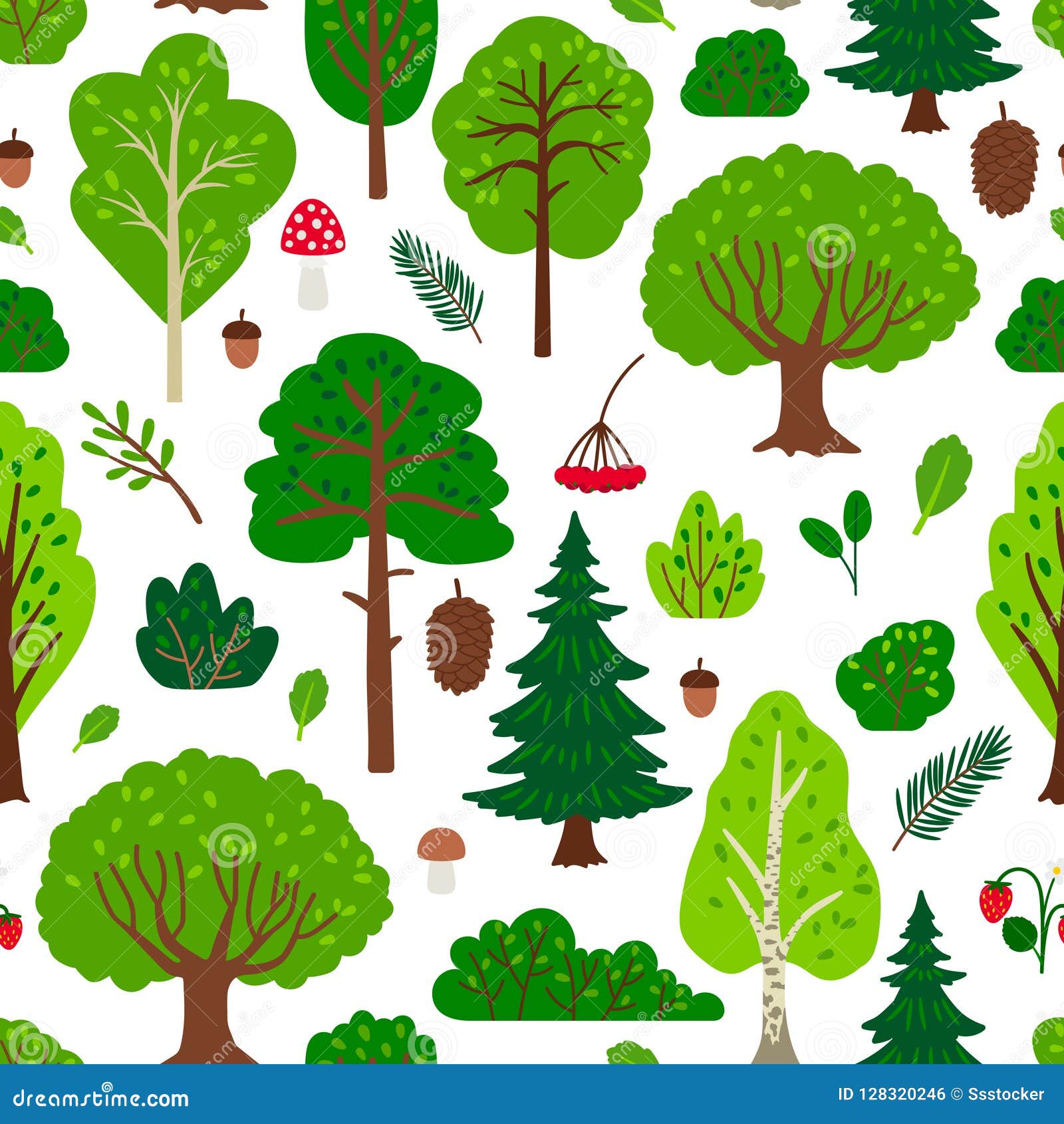 Forest tree pattern stock vector. Illustration of color - 128320246