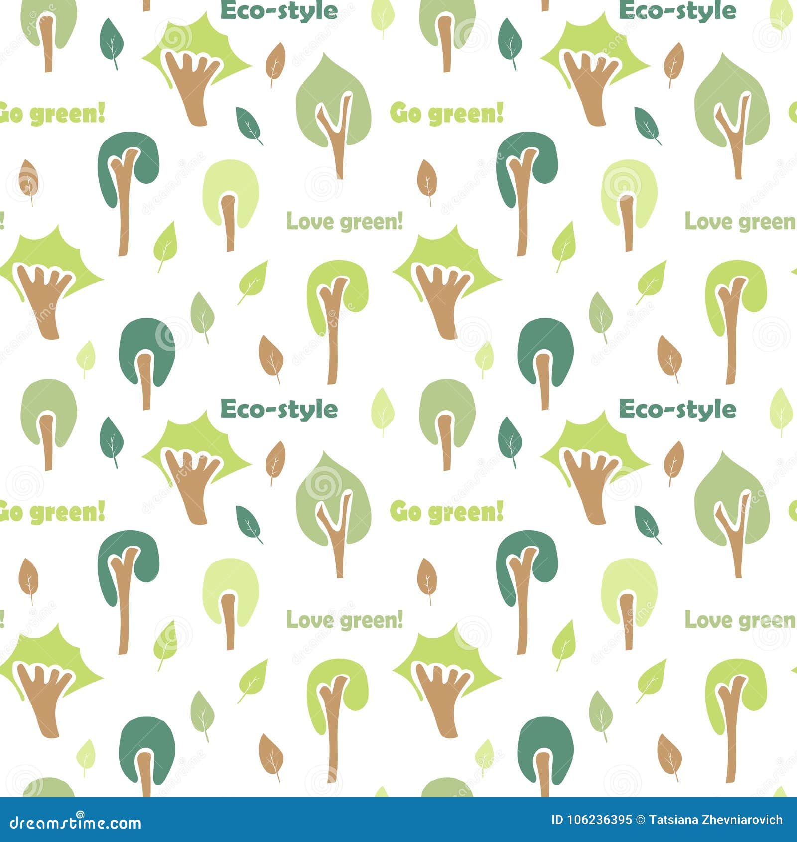 Forest Tree Seamless Pattern, Light Colors Stock Vector - Illustration ...