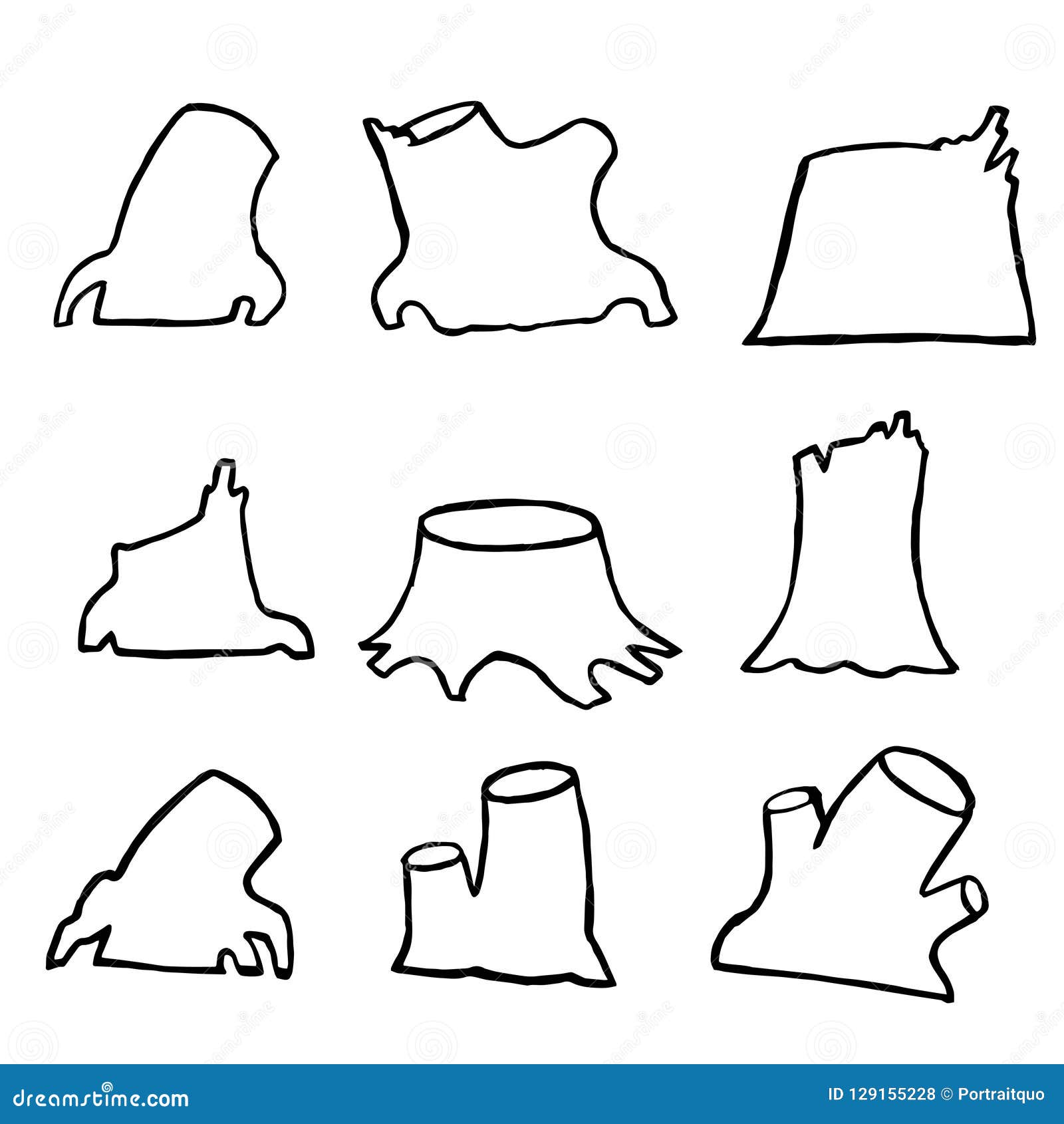 Forest Tree Stumps Of Different Shapes. Vector Illustration ...