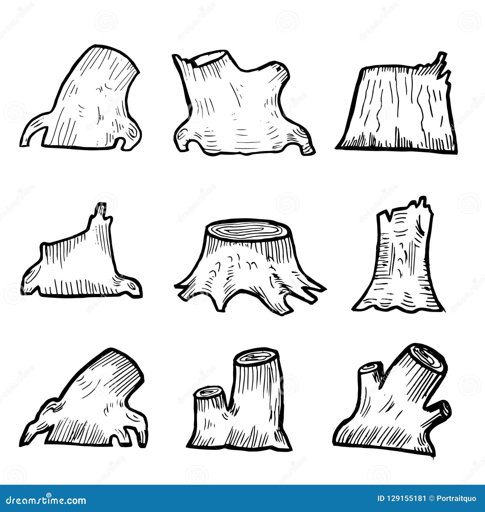 Forest Tree Stumps of Different Shapes. Stock Vector - Illustration of ...