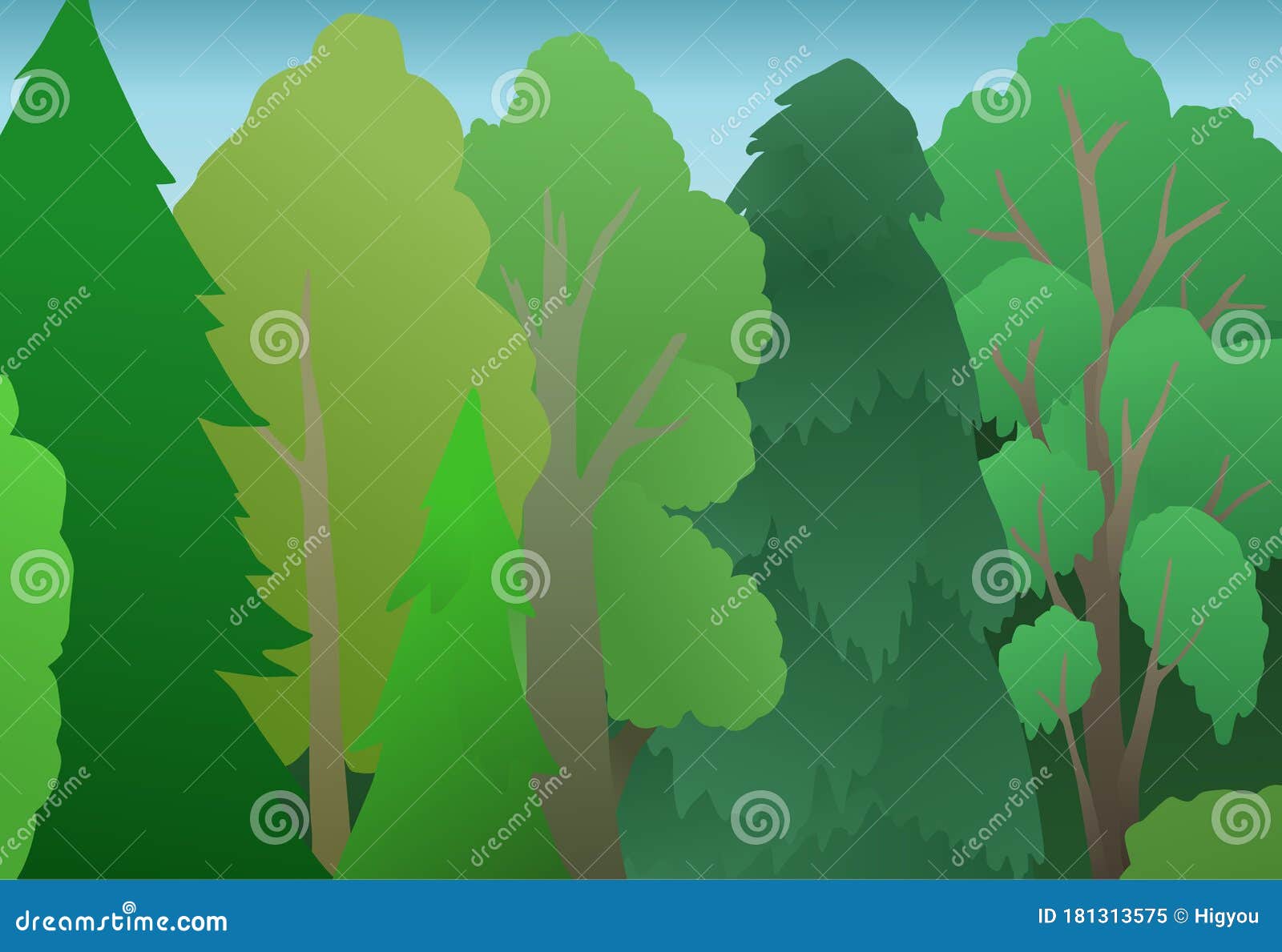 Forest Tree Wall Cartoon stock vector. Illustration of horizontal ...