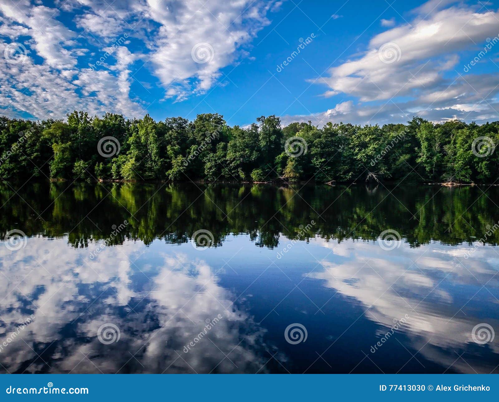 Forest Treeline Reflections in Catawba River Stock Photo - Image of ...