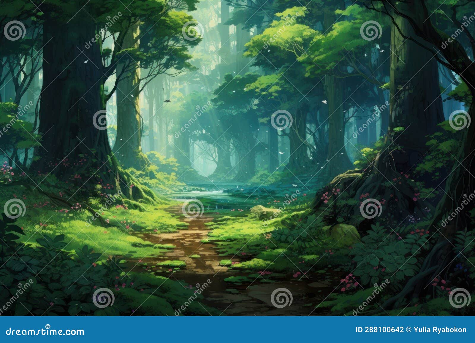 Forest Trees Anime Visual Novel Game. Generate Ai Stock Illustration ...