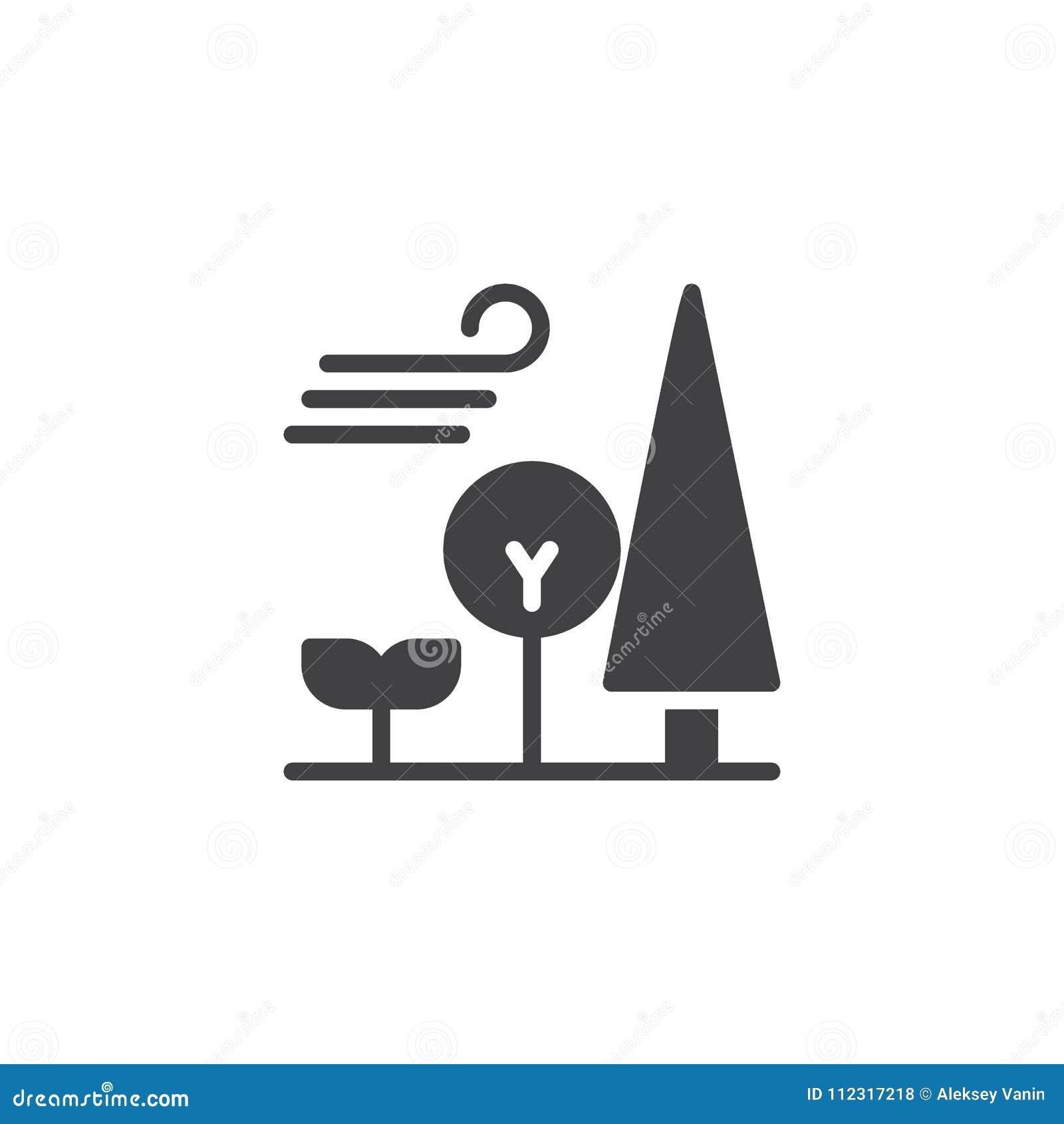 Forest Trees and Blowing Wind Vector Icon Stock Vector - Illustration ...