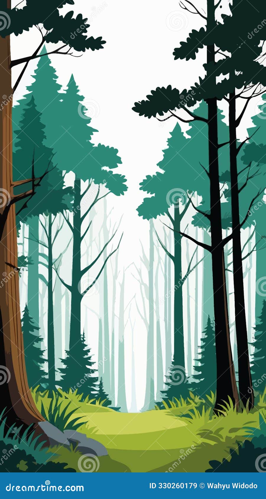 Forest with Trees Cartoon Drawing Artwork Vector Ai Generated Stock ...