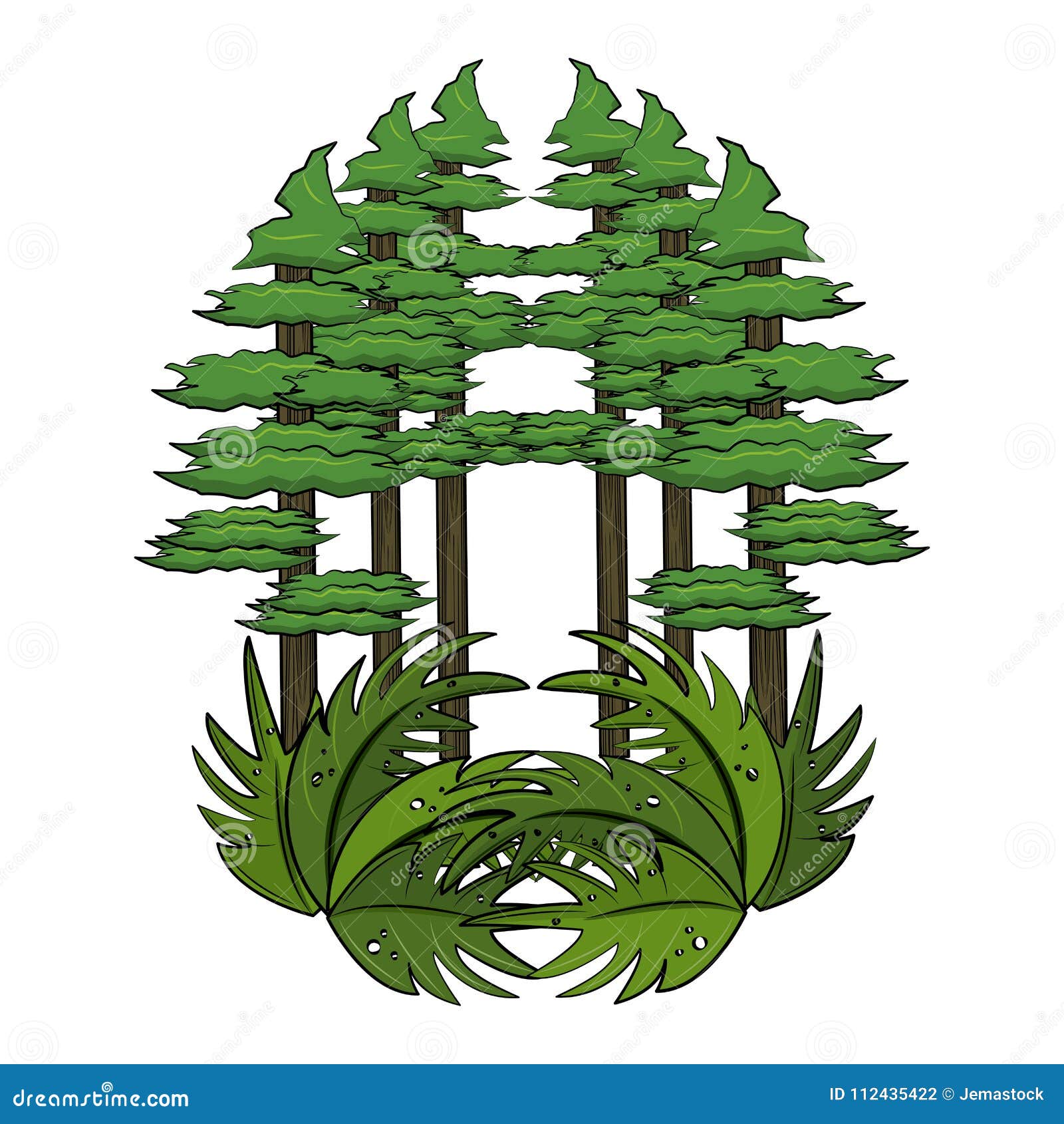 Forest trees cartoon stock vector. Illustration of design - 112435422