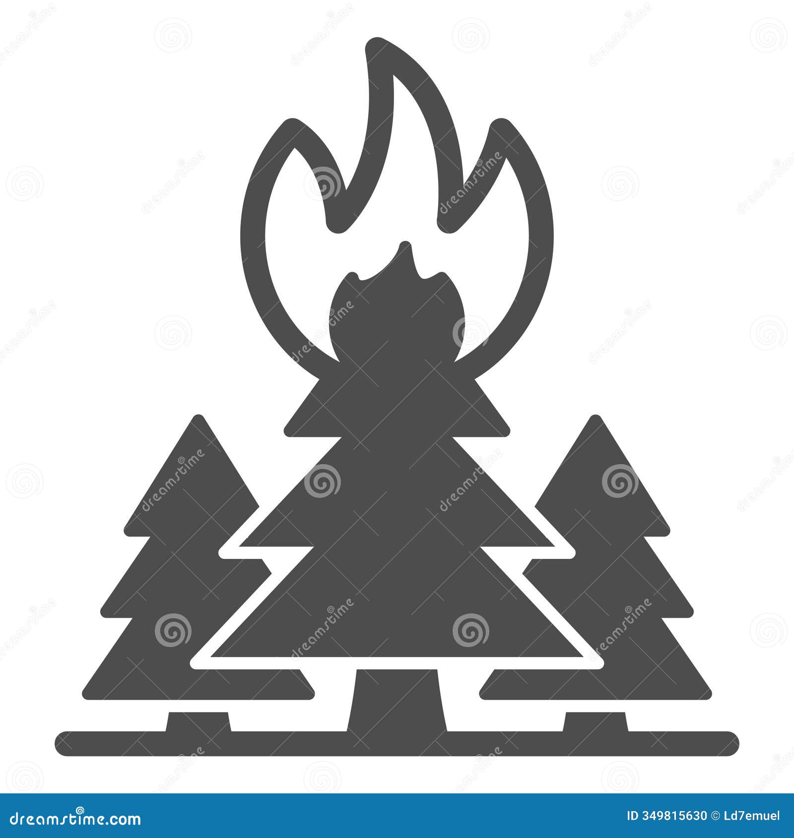 Forest Trees in Flames Solid Icon, Ecology Insurance Concept. Vector ...