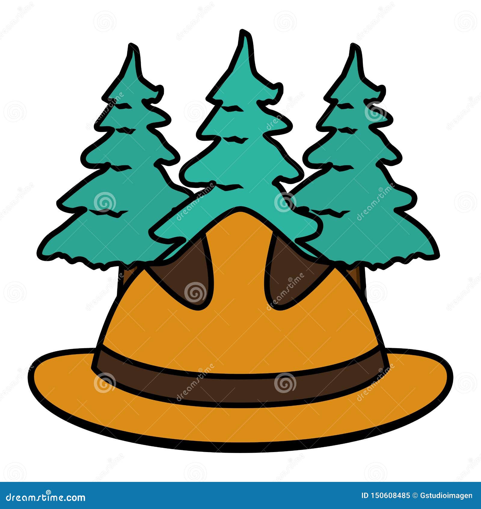 Forest trees and hat stock illustration. Illustration of forest - 150608485