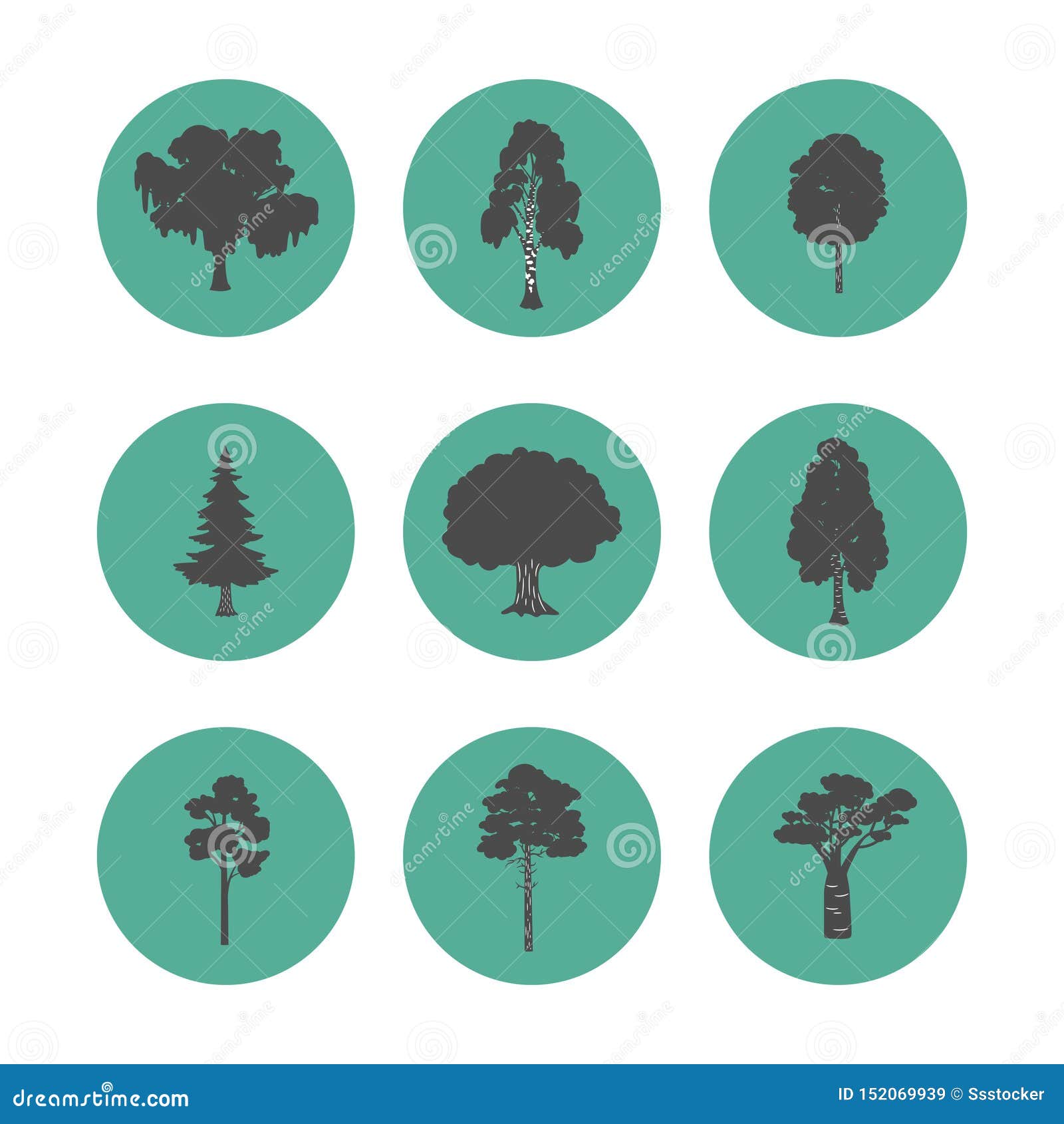 Forest trees icons stock vector. Illustration of garden - 152069939