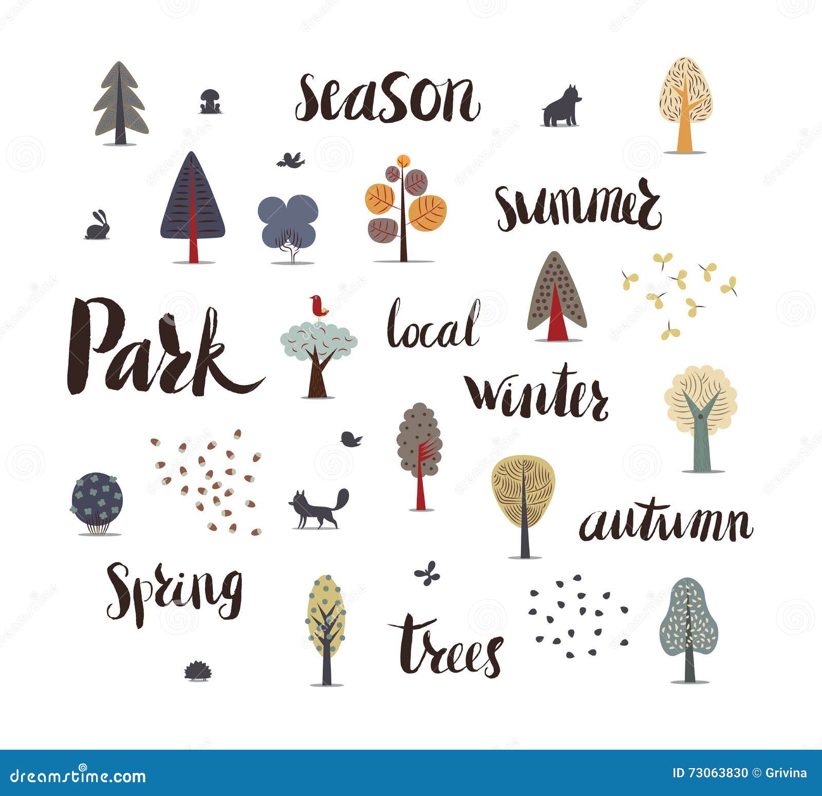 Forest Trees with Lettering Stock Vector - Illustration of park ...