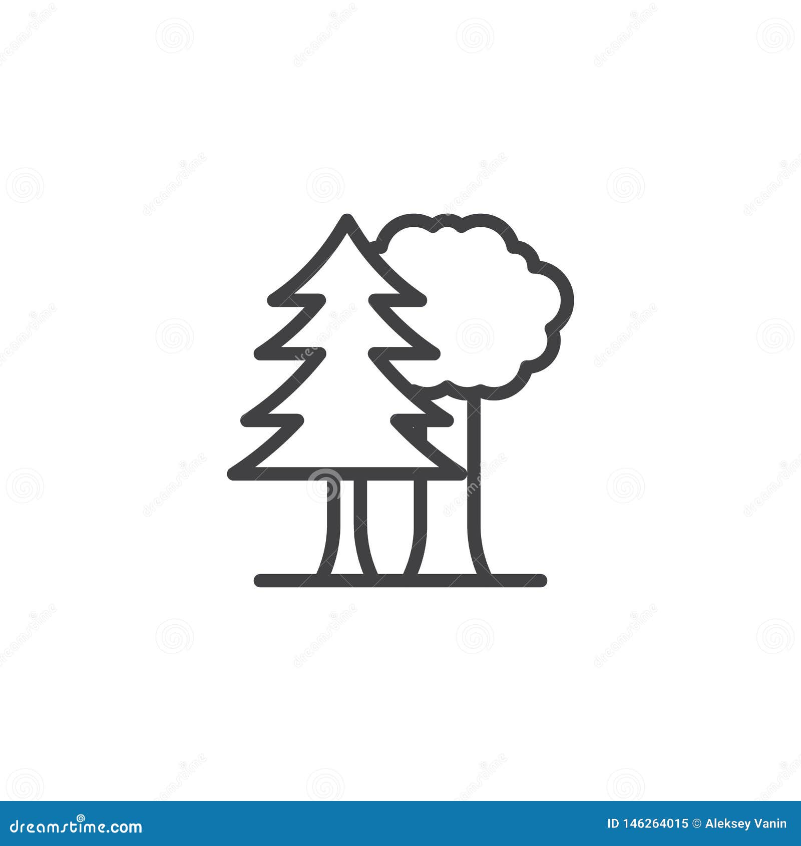 Forest trees line icon stock vector. Illustration of pictogram - 146264015
