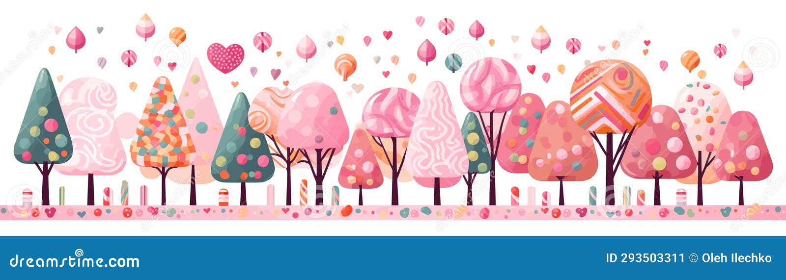 Forest with Trees Made of Candy and Sweets Vector Isolated Illustration ...