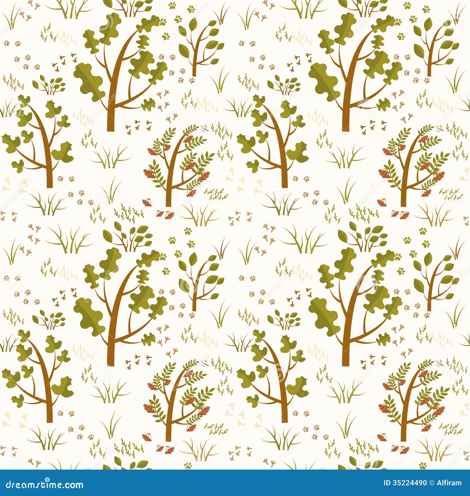 Forest Trees Seamless Pattern Stock Vector - Illustration of textile ...