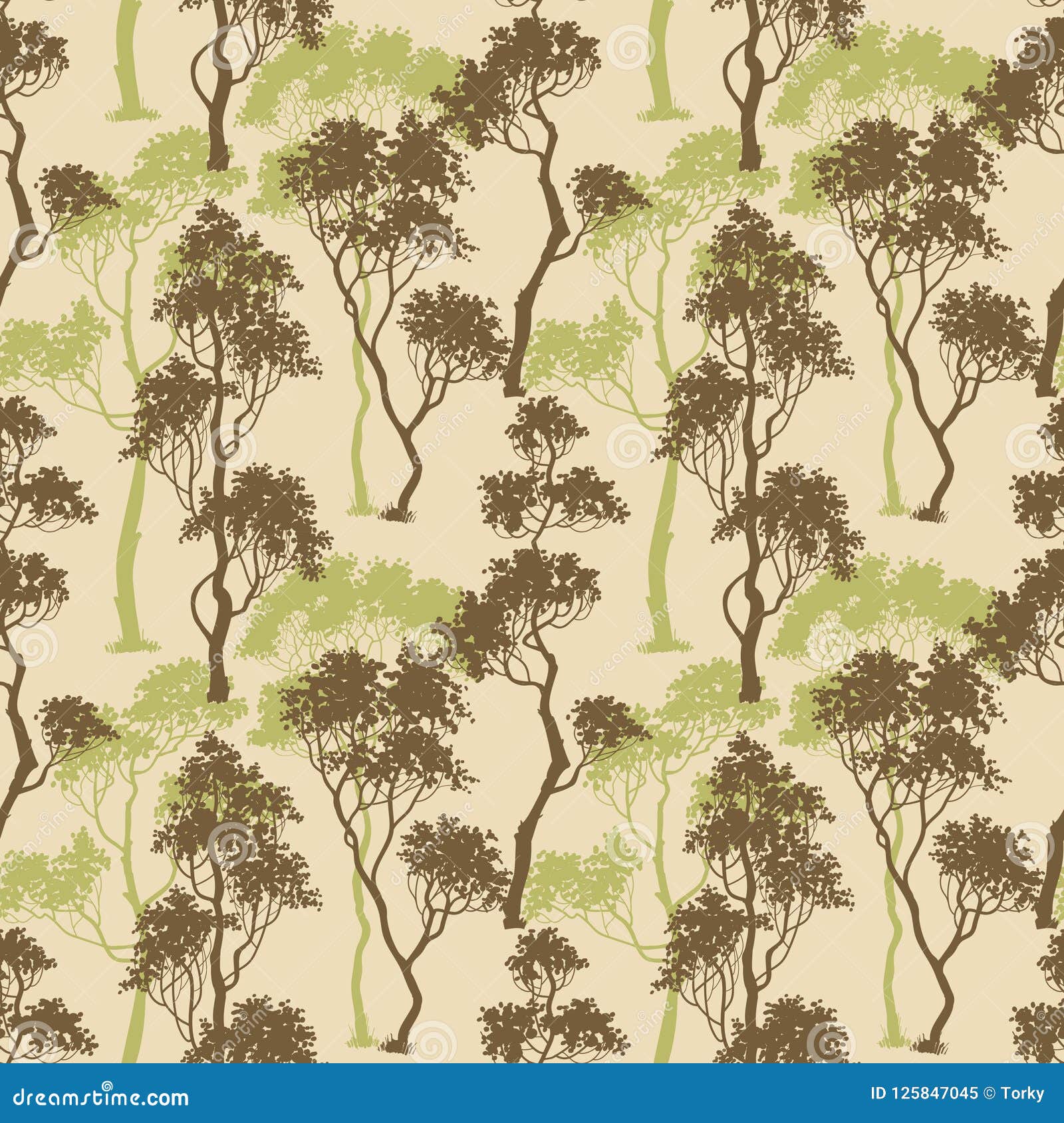 Forest Trees Seamless Pattern Stock Vector - Illustration of park ...