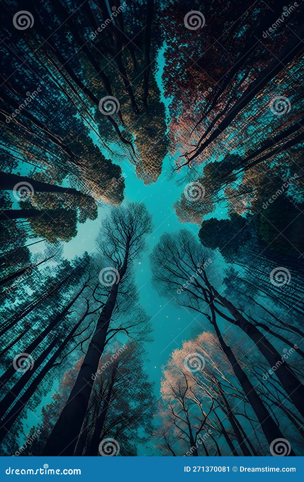 Forest Trees Seen from Below. Blue Sky View Stock Illustration ...