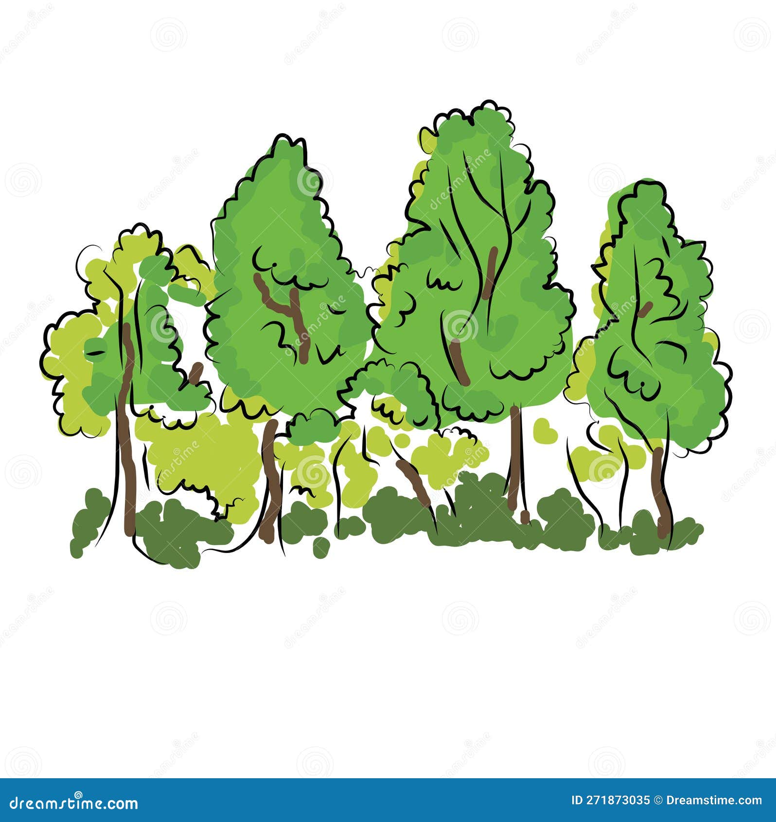 Forest Trees Vector Illustration Stock Vector - Illustration of ...