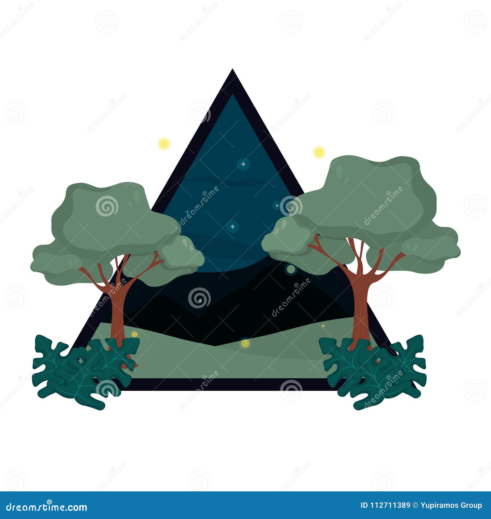 Forest on triangle stock vector. Illustration of morning - 112711389