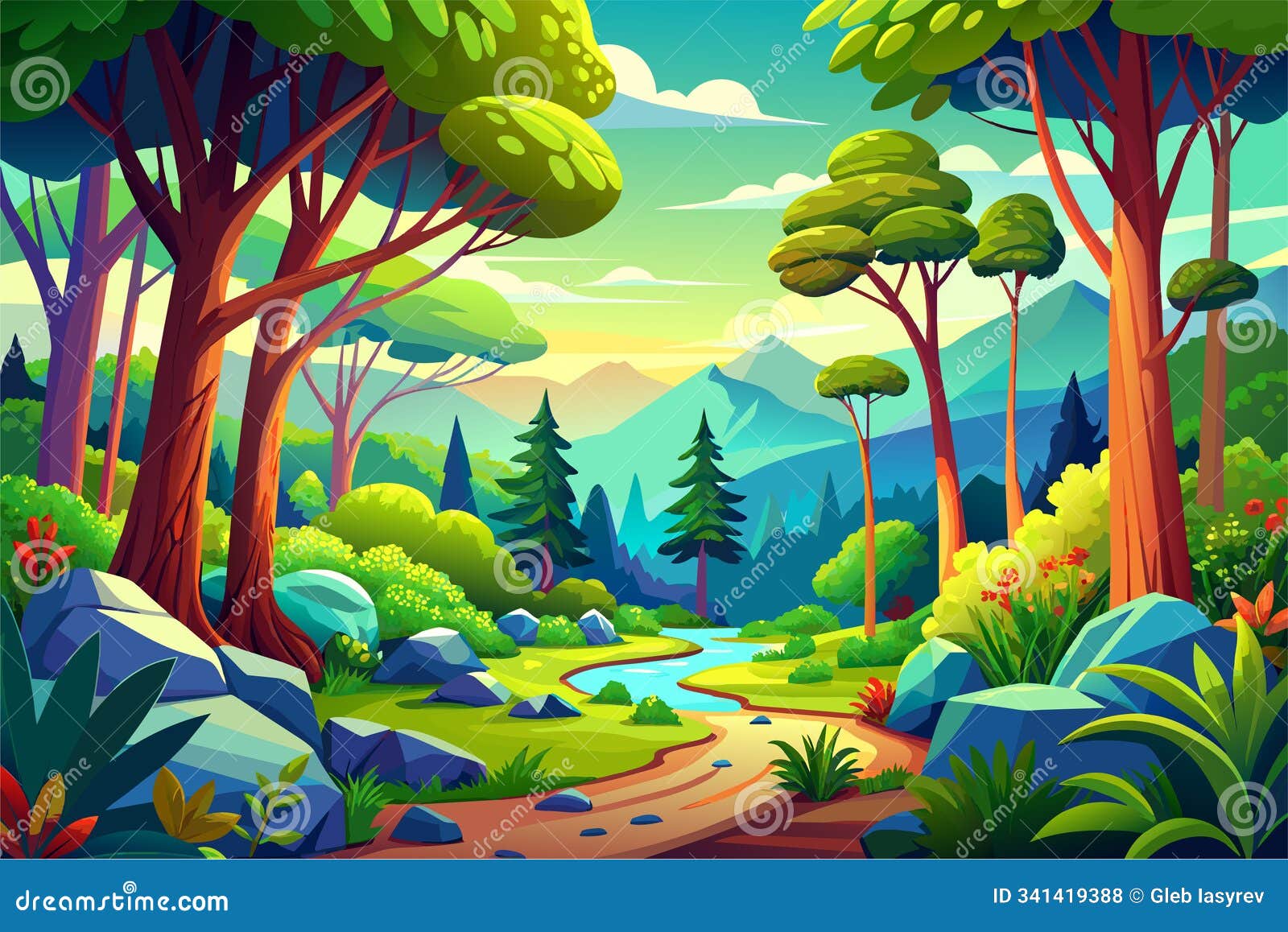 Forest Vector Illustration Cartoon Cute Clipart Stock Vector ...